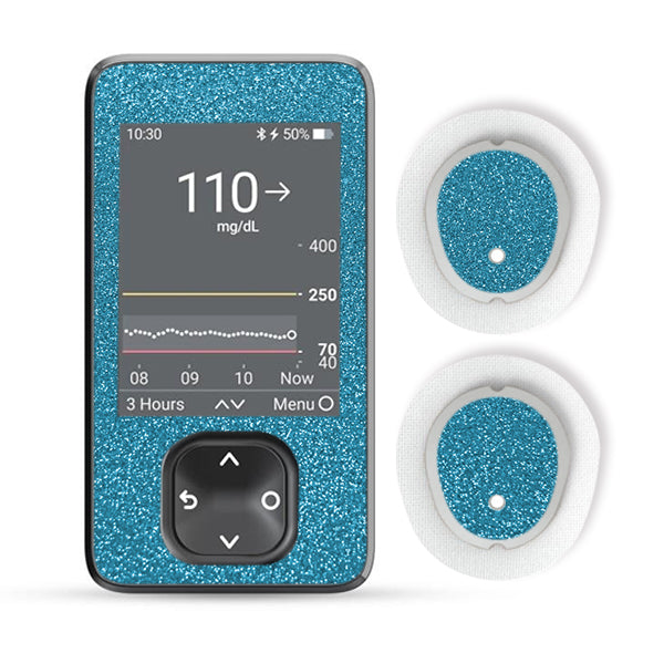 Dexcom G7 Sticker Set "Glitter Turquoise" – Zuckerschmuck